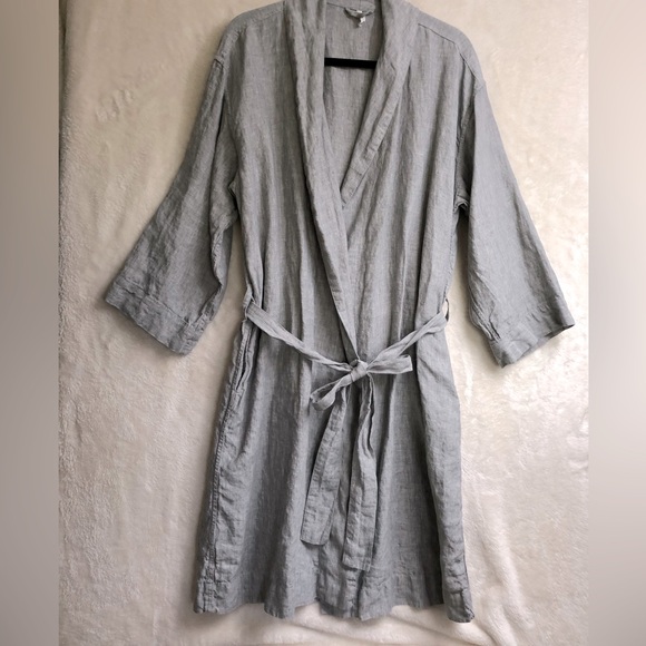 Pottery Barn | Intimates & Sleepwear | Pottery Barn Gray Linen Wrap ...